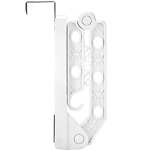 Multifunctional Portable Folding Door Hanger with 5 Holes for Hanging and Drying All Clothes, Coats, Scarves etc. Ideal for Home, Office and Traveling (White)