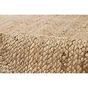 knight fury Scalloped Natural Jute Area Rug, Hand Woven Classic Rug Kitchen Rugs, Rugs for Living & Bedroom (2x3 ft)
