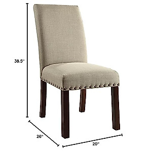Homepop Home Decor | Classic Upholstered Parsons Dining Chairs | Set of 2 Accent Dining Chairs with Nailhead Trim, Natural Linen