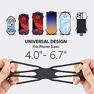 【Bone】 Crossbody Lanyard Phone Tie 2nd Card Holder for Phone Universal Crossbody Phone Lanyard for iPhone 13 12 11 Pro Max Mini, Adjustable Silicone Lanyard, Fits Phone 4-6.7" - Black