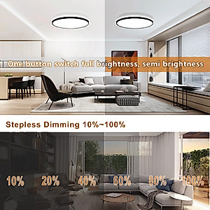 12 Inch Flush Mount Ceiling Light with Remote 28W 3000lm Led Ceiling Light Dimmable 3 Color Adjustable Modern Light Fixture Ceiling with Backlight, Night Light and Timer Ultra-Thin Close to Ceiling