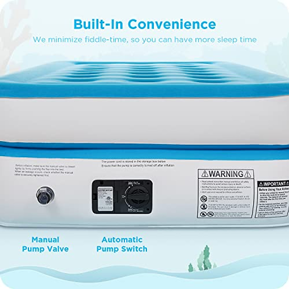 Ciays Camping Air Mattress Queen Size,Air Mattress with Built-in Pump, Elevated Blow Up Mattress with Carrying Bag for Home and Camping, Brown