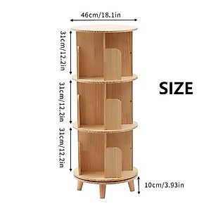 Gdrasuya10 Upgraded 3 Tier Rotating Bookshelf with Legs, Stackable Bookshelf Standing Bookcase Book Organizer Storage Shlef Wooden Bookshelves Easy Assemble for Bedroom Study Room