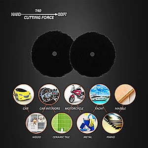 SPTA Microfiber Polishing Pad, 2Pcs 5Inch 125mm Microfiber Pads Microfiber Cutting Disc Microfiber Finishing Disc with Hook & Loop Backing for Car Buffer Polisher Cutting Buffing Waxing and Polishing