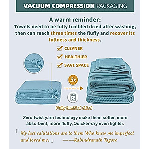 Towels for Bathroom,6 Pieces Gift Set,100% Cotton | Large | Soft | Quick Dry, 2 Bath towels 30×56inch, 2 Hand towels 18×28, 2 Wash Cloths 13×13,Dorm Bathroom Essentials, Teal | Aqua | Blue