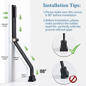 HONZUEN 2 Pieces Kickdown Door Stopper for Bottom of Door,Heavy Duty Metal Door Stop with Rubber Tip,Floor Door Opener Stopper,Hold Open Folding Door Stop,Single Flip Down Door Stopper(Black)