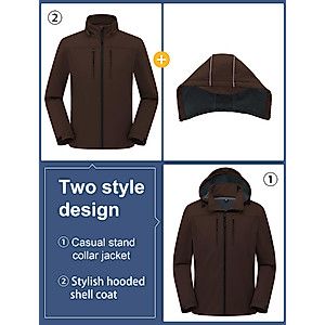 CREATMO US Adult Rain Jackets For Men Weatherproof With Hood Packable Windbreaker Jackets All Weather Coats Brown L