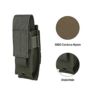 EXCELLENT ELITE SPANKER Molle Single/Double Pistol Mag Pouch Tactical Magazine Pouch Tool Organizer Holder (Single Ranger Green)