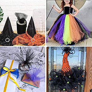 Ginfonr Halloween Tulle Rolls with Orange Black Purple Fabric Bolt Spool for Wedding Tutu Table Skirt DIY Crafting Favors Pew Bow Banquet Party Decor (6 Inches x 25 Yards, 3 Roll)
