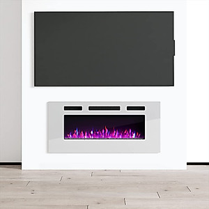 40" Electric Fireplace Recessed Wall Mounted Heater, 1500W/5100BTU (White)