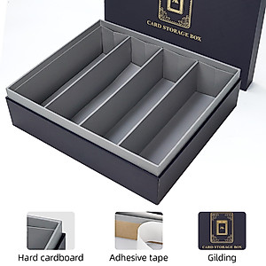 AFIING Trading Card Storage Box 6000+ Capacity – DIY Toploader Case w/ 24 Dividers & 8 Supports, Fits 3x4 Rigid Card, Deck Box for MTG TCG Sports Cards– Black & Blue