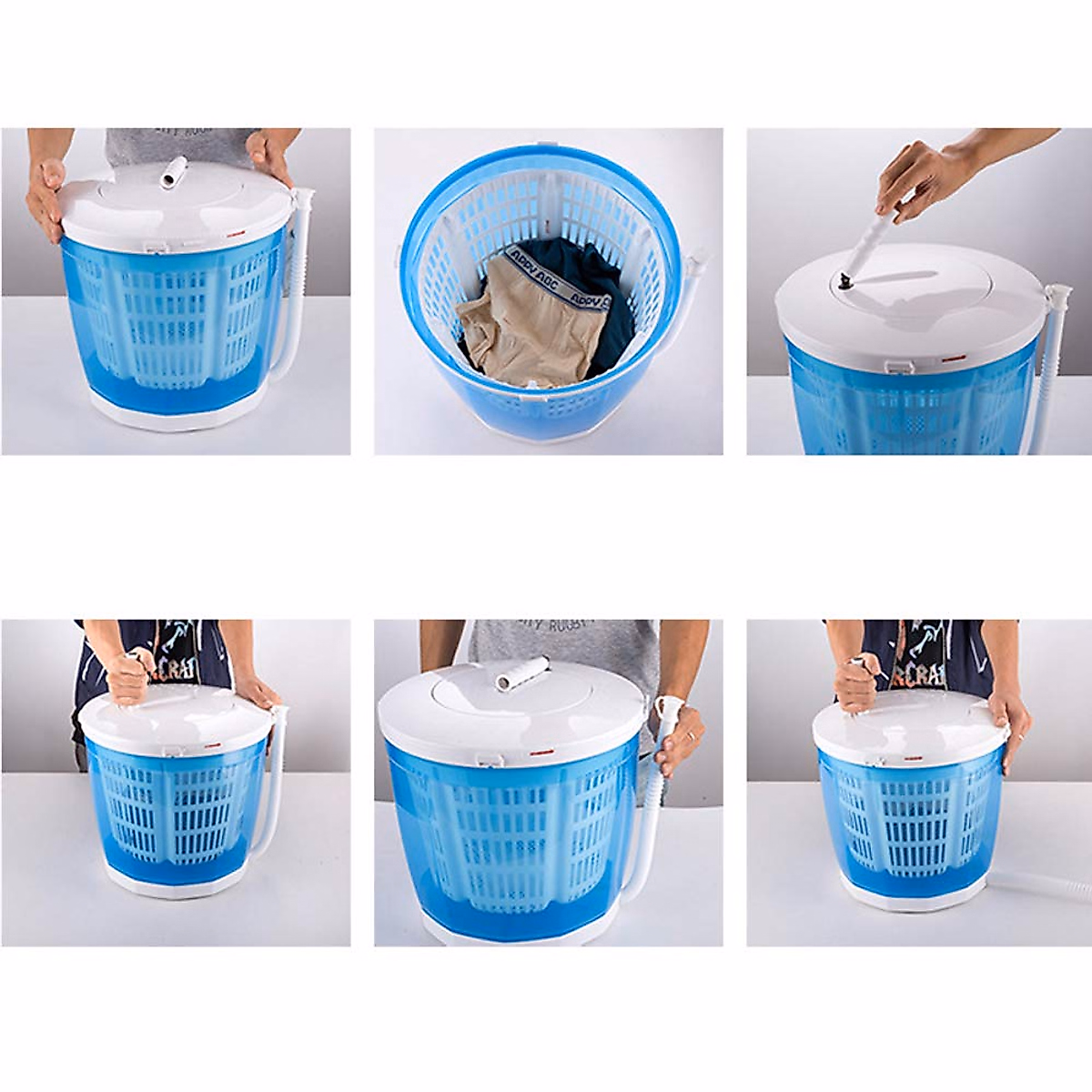 Mini Spin Dryer & Manual Washing Machine,2 in 1 Non-Electric Clothes Spin Dryer,Traveling Manual Outdoor Washer Spin Dryer