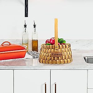 DOITOOL Oval Basket Handwoven Storage Basket with Handles Wooden Woven Picnic Baskets Flower Girl Gift Baskets Rustic Decorative Flower Basket with Plastic Insert Ellipse Toy Baskets