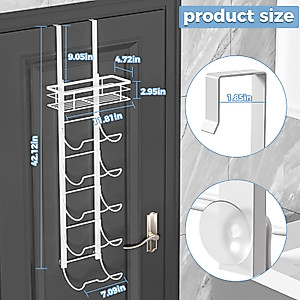 Xstydes 6-Tier Over The Door Towel Rack,Towel Racks for Bathroom, Metal Towel Holder with Storage Basket,Towel Rack for Rolled Towels,Bathroom Shelves,White