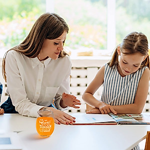 Futtumy Teacher Gift for Women, Teacher Appreciation Gift Thank You Gift Christmas Gift for Teachers, The Influence of a Great Teacher is Never Erased Stemless Wine Glass for Appreciation Week, 17Oz