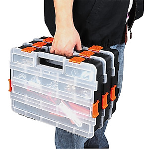 HDX 320034 Interlocking Black Small Parts Organizer for Fasteners and Crafts w/ Removable Dividers (2 Pack)