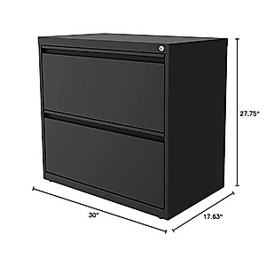 Hirsh 30 inch Wide 2 Drawer Lateral 101 File Cabinet in Charcoal, Fully Assembled