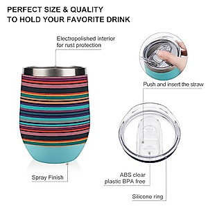 WYUSPGK 304 Stainless Steel Insulated Cup, Tricolor Stripes Print Smooth Rim, Durable & Reusable - Perfect for Office, Home, And Travel