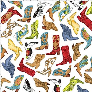 Loralie Designs Bootery White Fabric by The Yard for Quilting