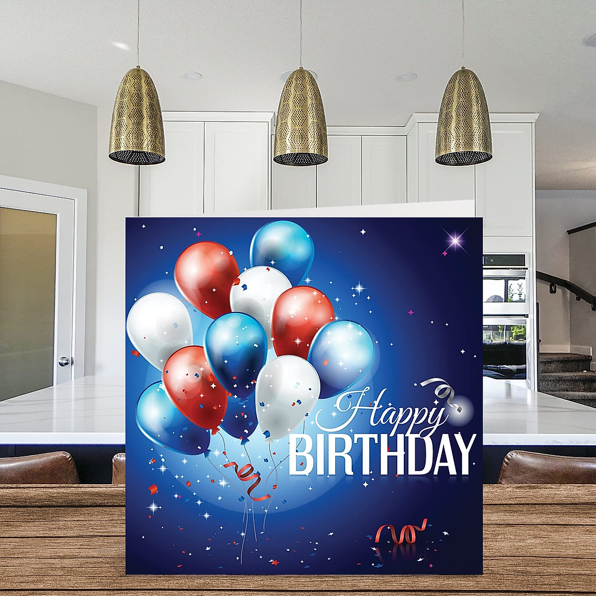 Fun Birthday Cards for Men Women - Red White & Blue Birthday Balloons - Happy Birthday Card for Mom Dad Papa Brother Sister Son Daughter Grandma Grandpa, 5.7 x 5.7 Inch 30th 40th 50th Greeting Cards