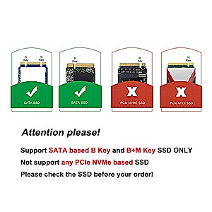 JESOT M.2 to USB Adapter, B Key M.2 SSD to USB 3.0 Reader Card, NGFF SATA Converter Support SATA Based SDD 2230 2242 2260 2280 No Cable Needed