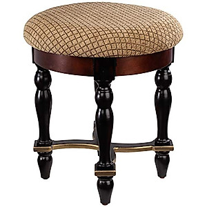 Design Toscano Grand Duchess Vanity Stool, 17 Inch, Walnut