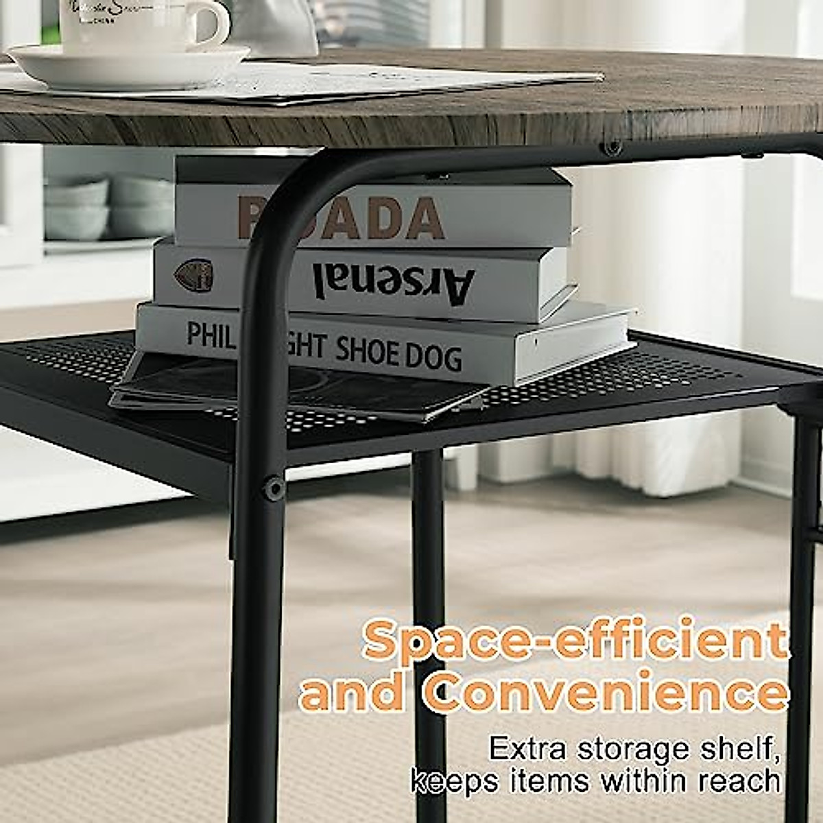 VINGLI 3 Piece Round Dining Set,29.5" Small Dining Table Set for 2,Round Kitchen Table with 2 Chairs Set for Small Space/Dining Room/Apartment,Upholstered Chairs,Metal Frame,Storage Shelf (Black)