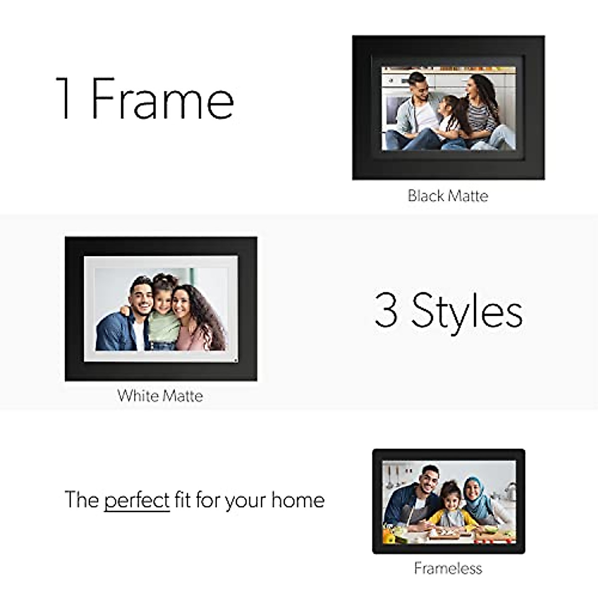 Simply Smart Home Photoshare 10” WiFi Digital Picture Frame, Send Pics from Phone to Frames, 8 GB, Holds 5,000+ Photos, HD Touchscreen, Black Wood Frame, Easy Setup, No Fees