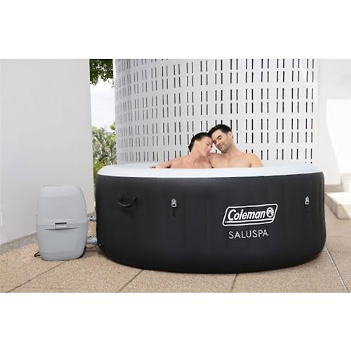 Coleman SaluSpa AirJet 2 to 4 Person Round Inflatable Hot Tub Portable Outdoor Spa with 60 Soothing AirJets and Insulated Cover, Black