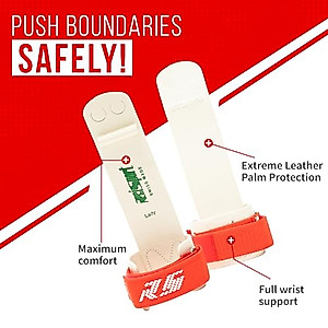 Reisport Women's Uneven Bar Hook/Loop Gymnastics Grips - Durable Leather Hand Grips for Gymnastics Bars Women & Girls - Gymnastics Equipment & Accessories Advanced Gymnasts, Made In USA - Medium