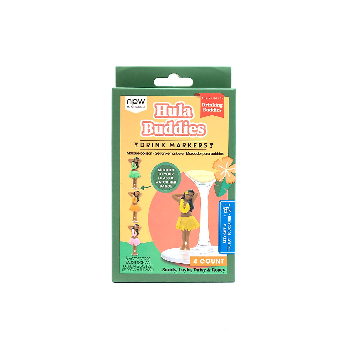 NPW Buddies Hula Girls (4 Pack) Drink Charm, Multi