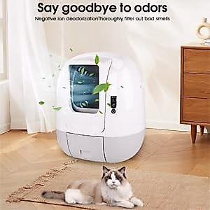 TAKOYI Self Cleaning Litter Box with APP Control, Large Capacity Smart Automatic Cat Litter Boxes for Multiple Cats, Odor-Removal/Health Monitor, with Garbage Bags/Cat Litter Scoop