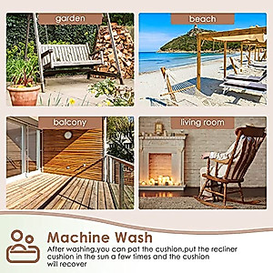 Kristin Sun Lounger Cushion Pad Portable Rocking Chair Cushion Garden Patio Thick Seat Cushion Recliner Relax Chair Cushion (Cushion Only) No Chair-Brown 48x165cm(19x65inch)