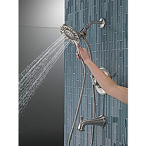 Delta Faucet Linden 17 Series Dual-Function Tub and Shower Trim Kit, Shower Faucet with 4-Spray In2ition 2-in-1 Dual Hand Held Shower Head with Hose, Stainless T17494-SS-I (Valve Not Included)