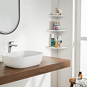 Yosoo Corner Floating Shelf, 3Pcs Floating Corner Shelf Wall-Mounted Storage Rack Bookshelves Home Furniture Office Decor, Wall Shelf Corner Shelves, Saving Space Round Design Bearing Load up 5kg
