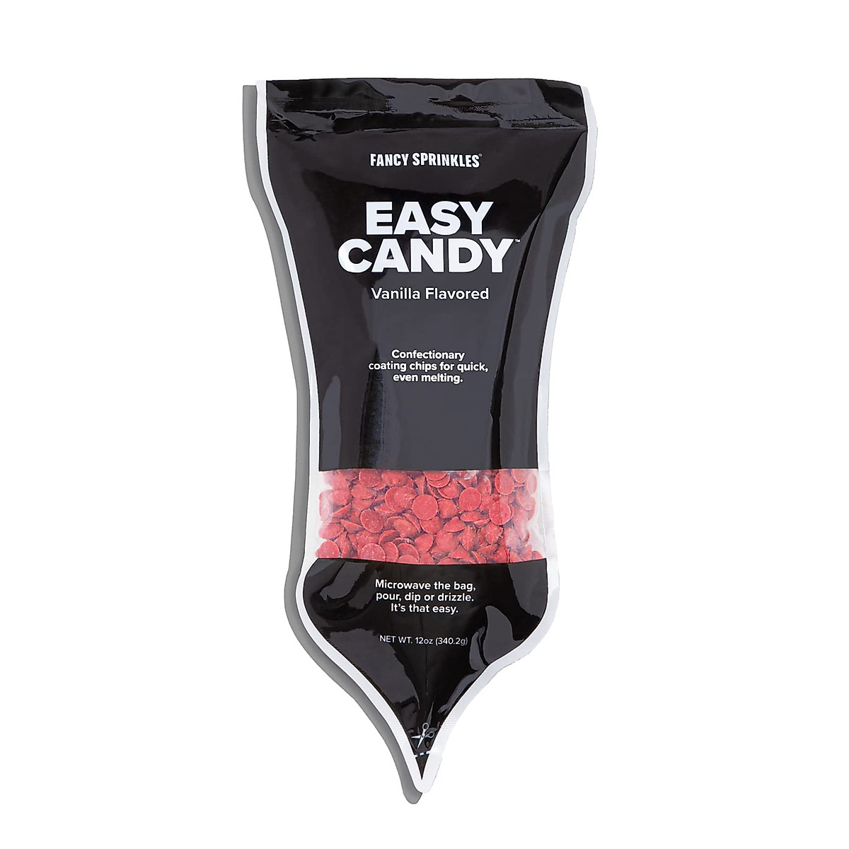 Fancy Sprinkles Begonia Red Easy Candy Melts for Baking, Melting Chocolate in Ready-to-Use Bag, for Dipping, Coating, and Drizzling 12 oz