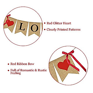 Love Burlap Heart Banner | Valentines Day Decorations | Valentines Garland | Valentine Photo Props | Engagement Banner Decorations | Wedding Banner Decorations | Anniversary Banner Decorations