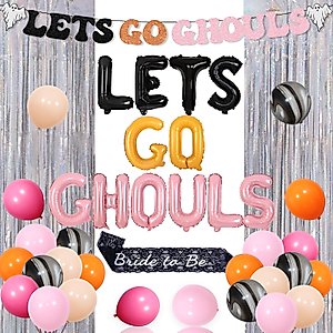 Balterever Halloween Bachelorette Party Decoration Let's Go Ghouls Party Decorations Banner with Bride to Be Sash for Halloween Bridal Shower Engagement