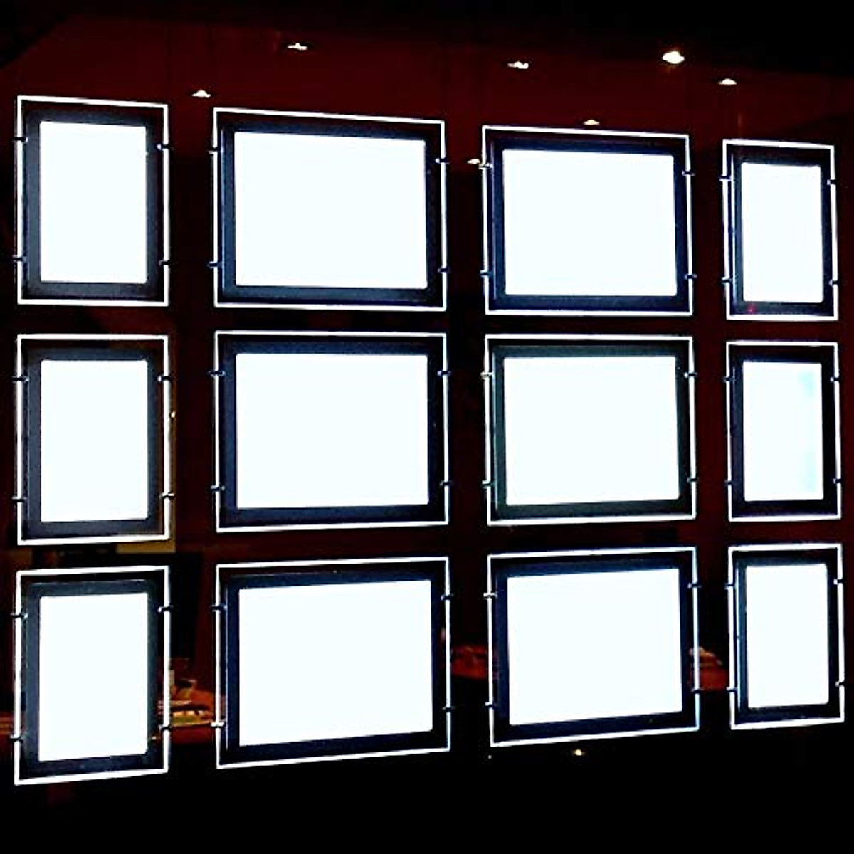 Real Estate Window Hanging Acrylic Photo Frame Advertising Display Office Led Store Sign Holders(Vertical,3pcs A4 a Row)