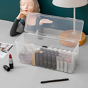 EZOWare 9 Pieces Clear Plastic Flip Top Latching Storage Box Container, Stackable Hinged Organization Bins With Latch Lid For Craft Room, Small Hobby - 3 Sizes