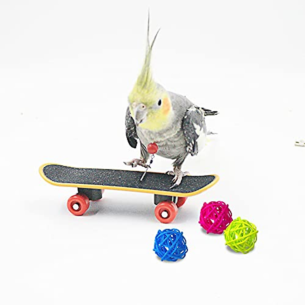 5 Packs Bird Toys Parrot Training Toys Parrot Wooden Block Puzzles Toy Bird Basketball Toy Small Sepak Takraw Bird Skateboard Bird Stacking Toy for Birds Parrot Training