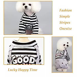 Dog Clothes Cute Stripe Jumpsuit Adorable Soft Puppy Shirt Pet Coat, Comfort Dog Pjs Apparel Costume for Small Medium Large Dogs Boy Girl Kitten. Grey, Large.