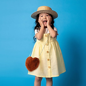 GALPADA Heart Purse Plush Heart Shaped Crossbody Bag with Chain Cute Fluffy Shoulder Bag for Women Lady Valentine- Brown