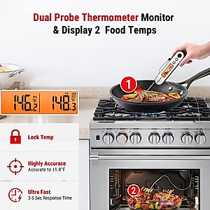 ThermoPro TP16S Digital Meat Thermometer for Cooking and Grilling +ThermoPro TP610 Dual Probe Instant Read Meat Thermometer
