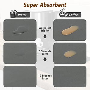 12" X 19" Coffee Mat for Countertops : Super Absorbent Versatile Coffee Bar Accessories for Coffee Makers, Espresso Machines, and Dish Drying， Black