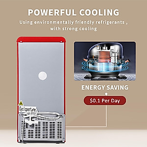 AXUTL Retro Mini Fridge Refrigerator with Freezer Bedroom Dorm Red 3.5 Cu.ft Compact Small for RV Apartment 2-Door Design