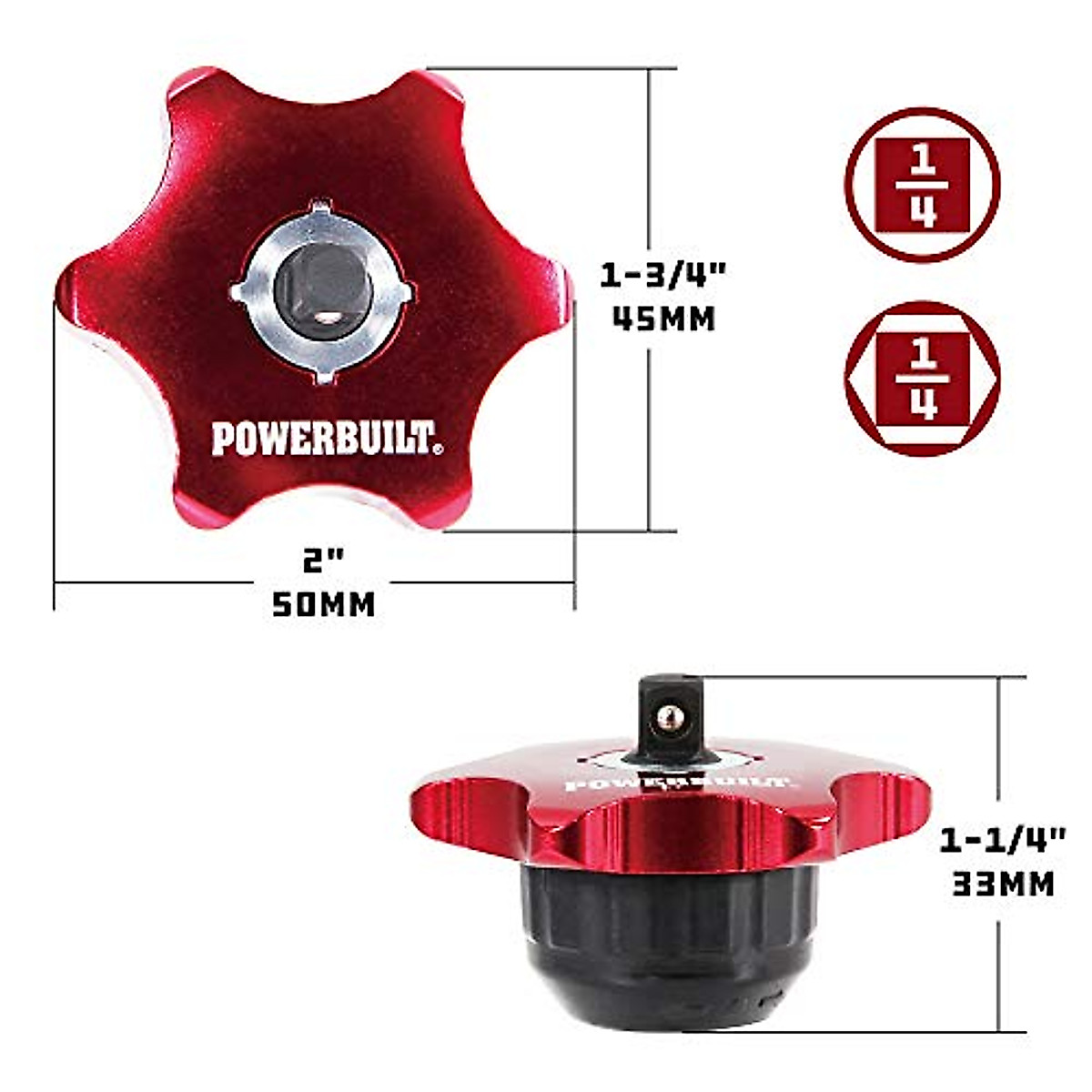 Powerbuilt 1/4-Inch Drive 2 in 1 Thumb Ratchet & Bits Driver, Finger Ratchet,Red,941248