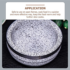 Veemoon Korean Soup Stew Ramen Pot Korean Kitchenware Dolsot Bibimbap Bowl 14 CM: Bowl with Wood Base Dolsot Pot Dolsot Ttukbaegi Bowl for Korean Soup Rice Ceramic Soup Bowl Stone Bowl