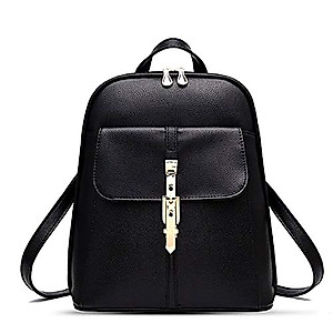 Satchels Women Leather Backpacks for Girls School Backpack Female Travel Shoulder Bagpack Ladies Casual Daypacks (Color : Black)