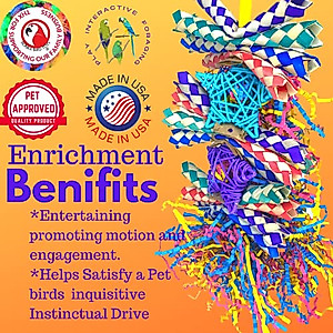 Bonka Bird Toys 1586 Duo Foraging Star Vine Colorful Preening Shredding Chew Parrot Parrotlet, Quaker, Cockatiel, Cockatoo, African Grey, and Similar pet Birds